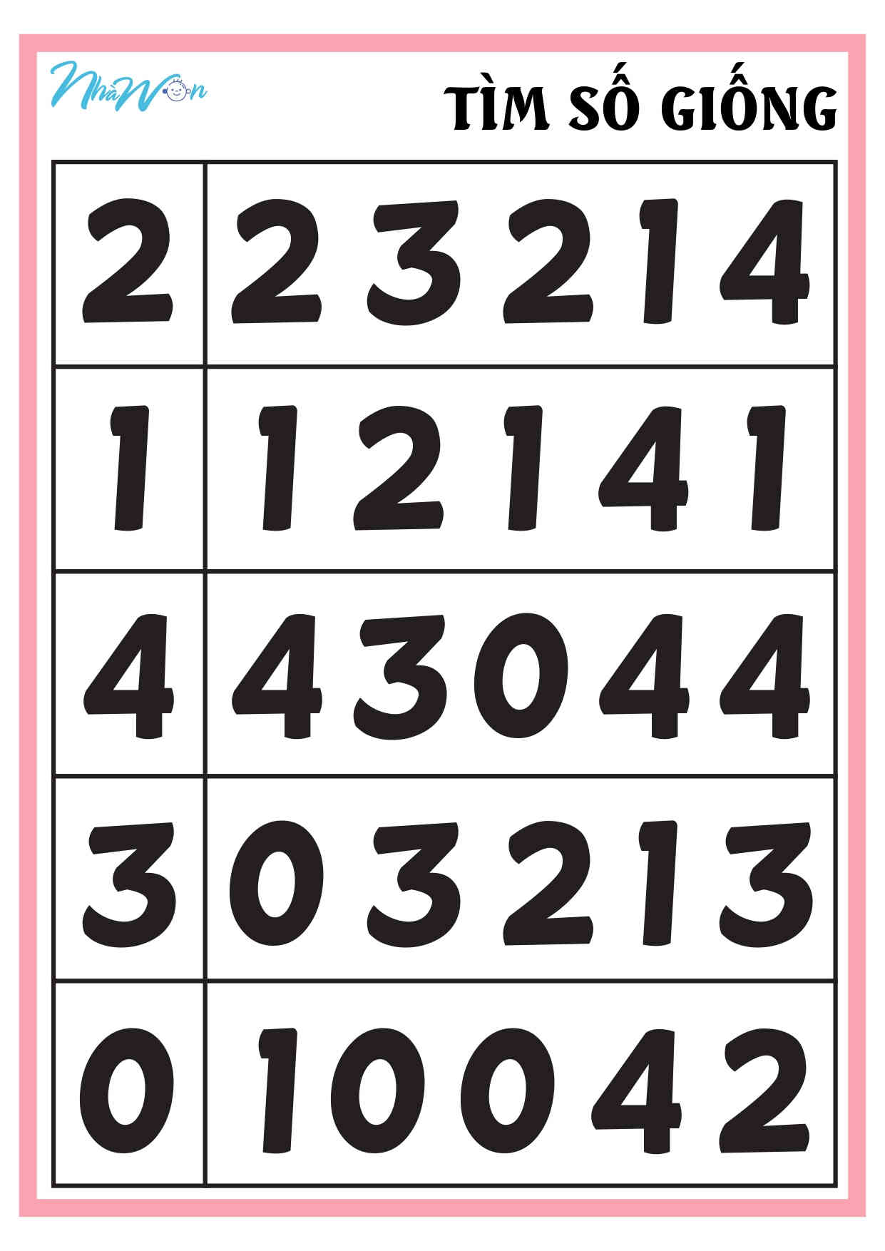 Tìm Số Giống Nhau